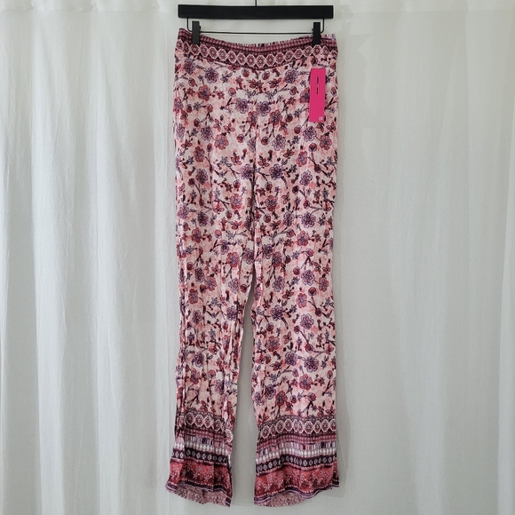 shosho | Pants & Jumpsuits | Shosho Boho Wide Leg Pants In Pink Floral ...